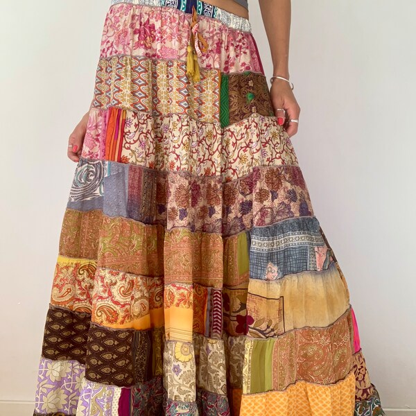 Long Patchwork Skirt - Etsy