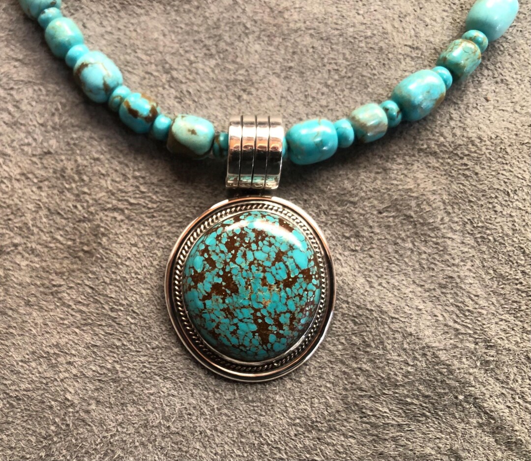 Number 8 Turquoise Pendant & Necklace Set - Etsy