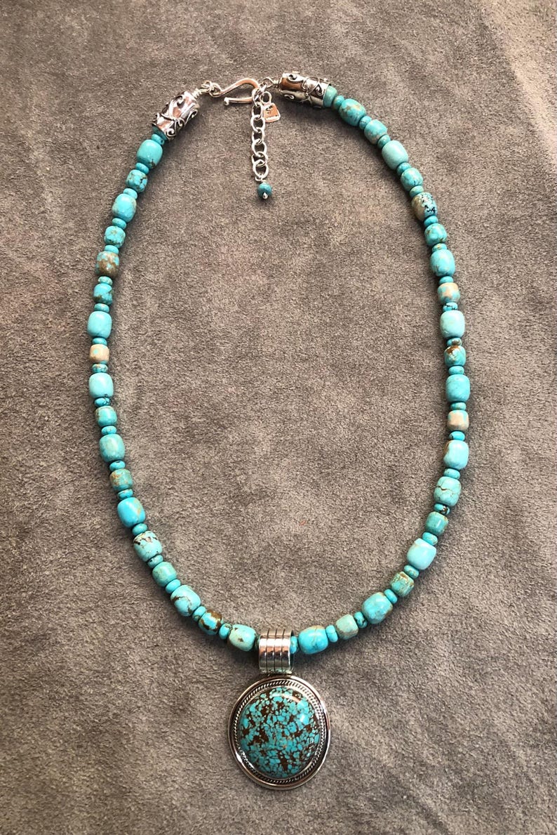 Number 8 Turquoise Pendant & Necklace Set - Etsy