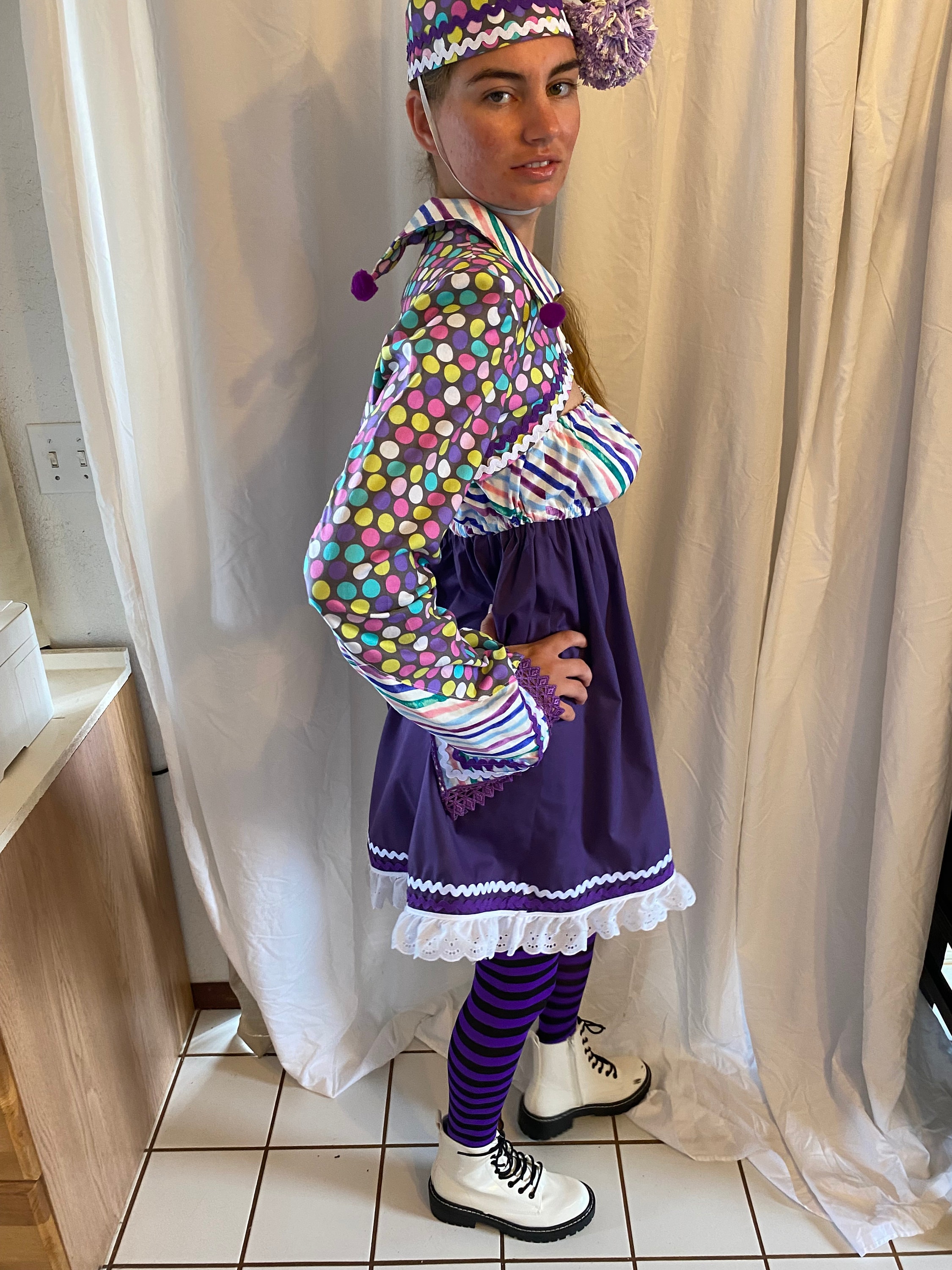 Fun Purple Polka Dot Circus Inspired Clown/mad Hatter/fantasy Costume ...