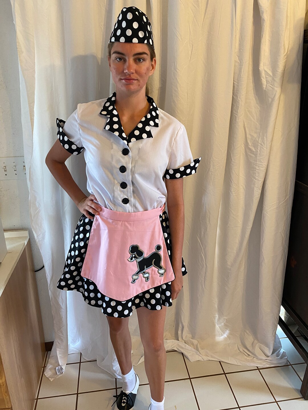 Retro 1950's Car Hop/diner Costume-skirt, Blouse, Apron, Hat, Petticoat ...
