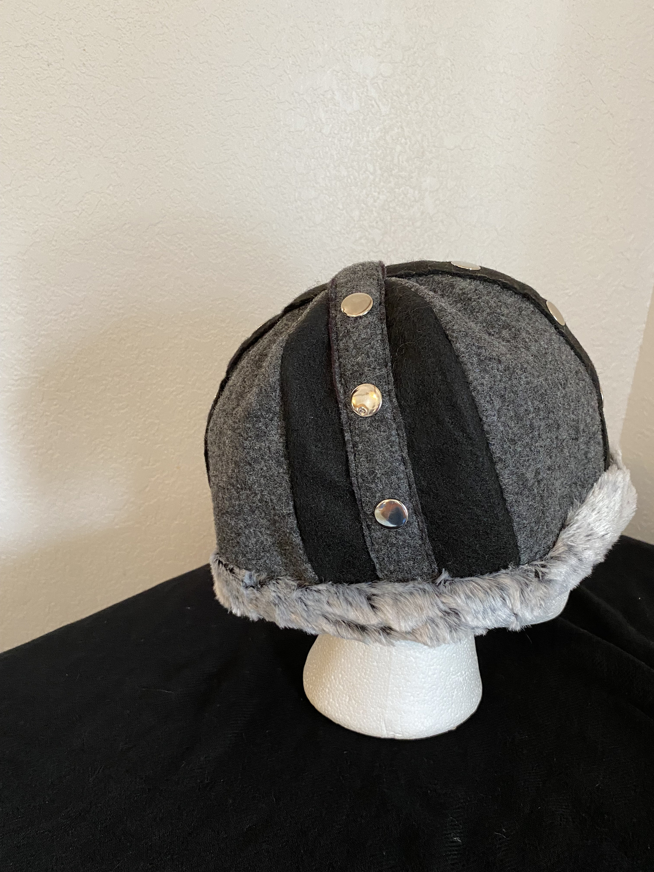 Unlined Felt Viking/medieval Hat With Faux Fur and Metal Detailing ...