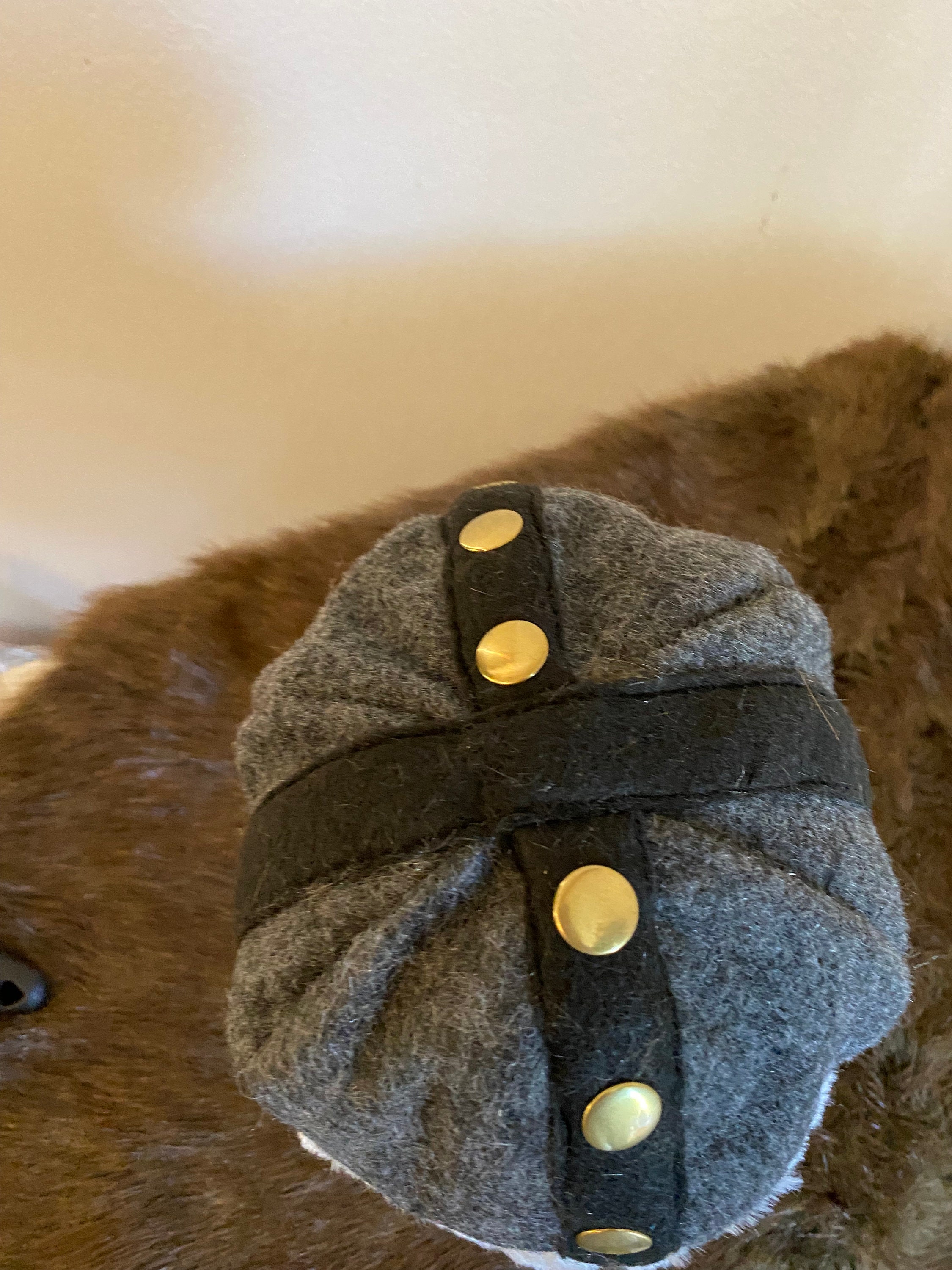 Unlined Felt Viking/medieval Hat With Faux Fur and Metal Detailing ...
