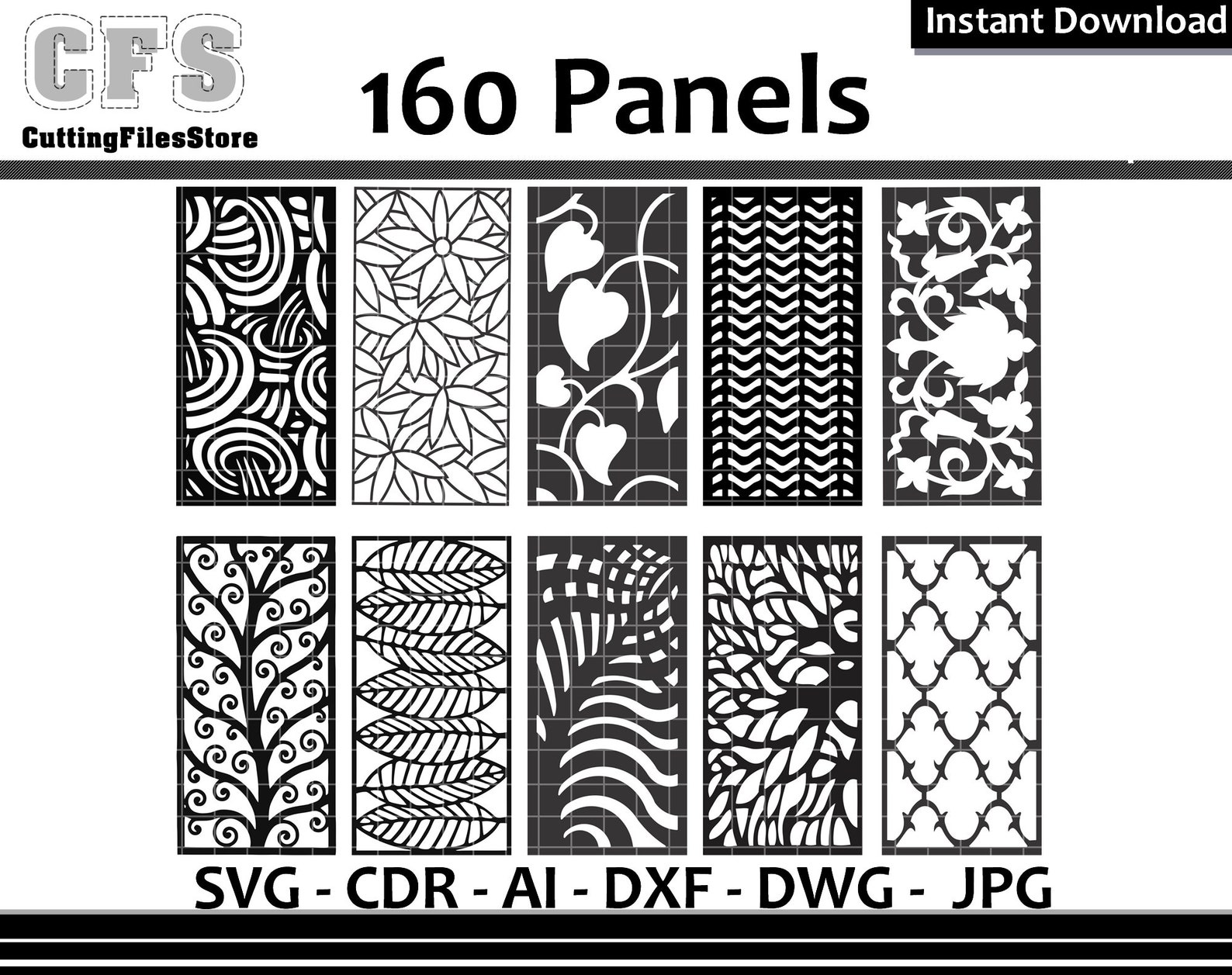 160 Wall Panels Screen Decoratives CNC Laser Cdr Dxf Svg Dwg - Etsy