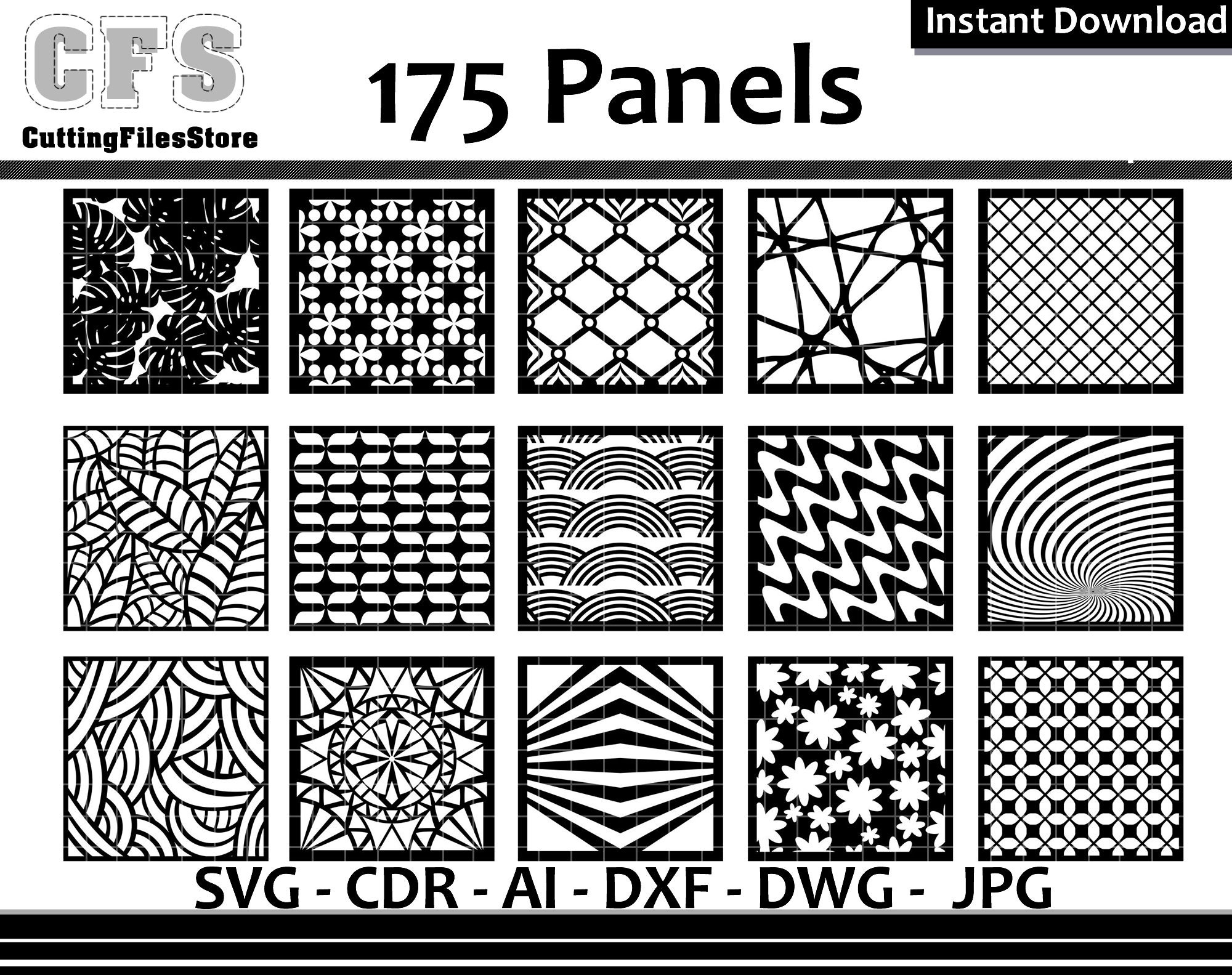 175 Square Wall Panels Screen Decoratives CNC Laser Cdr Dxf Svg Dwg - Etsy