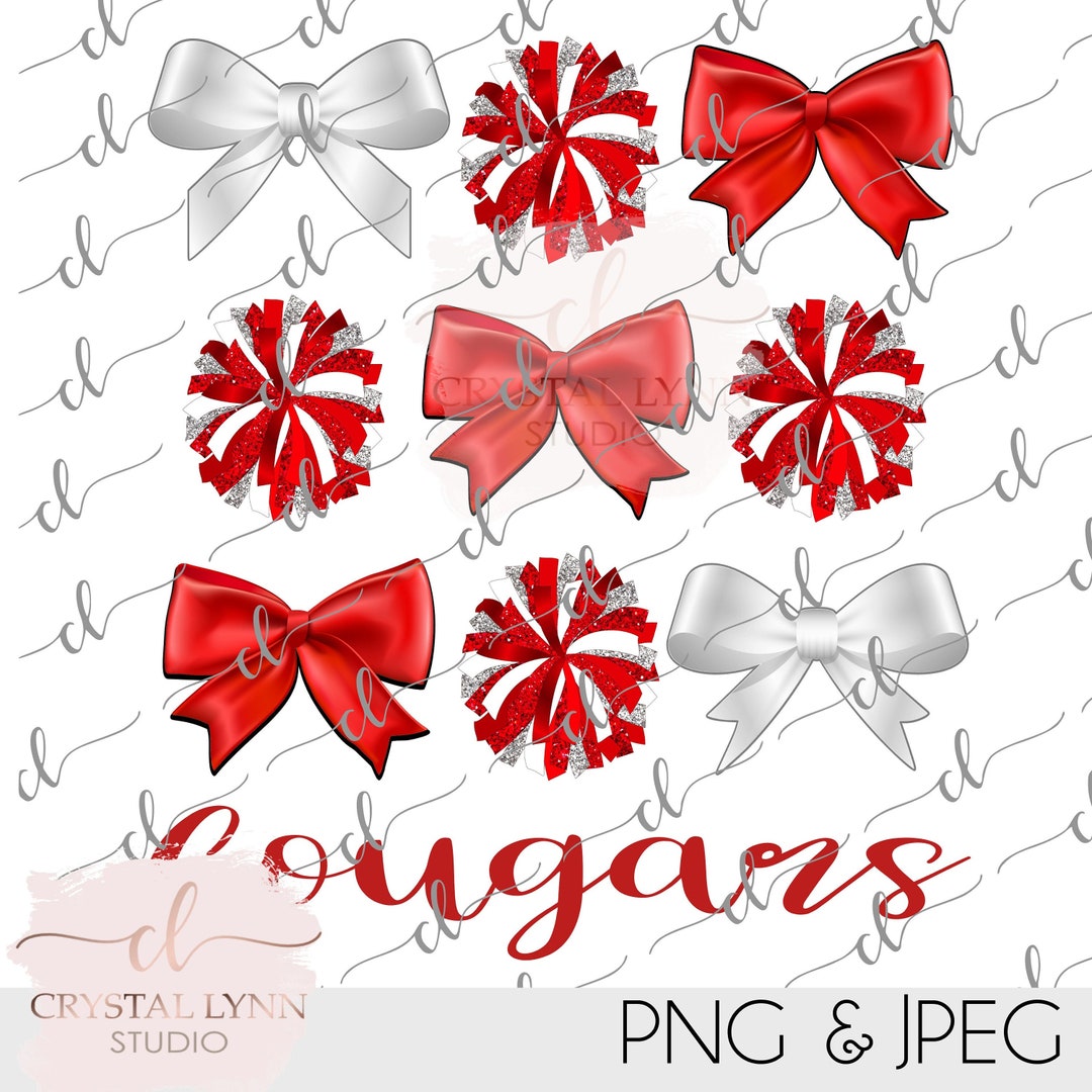 Cougars Cheer Bows - School Spirt- Instant Download PNG & JPEG - Etsy