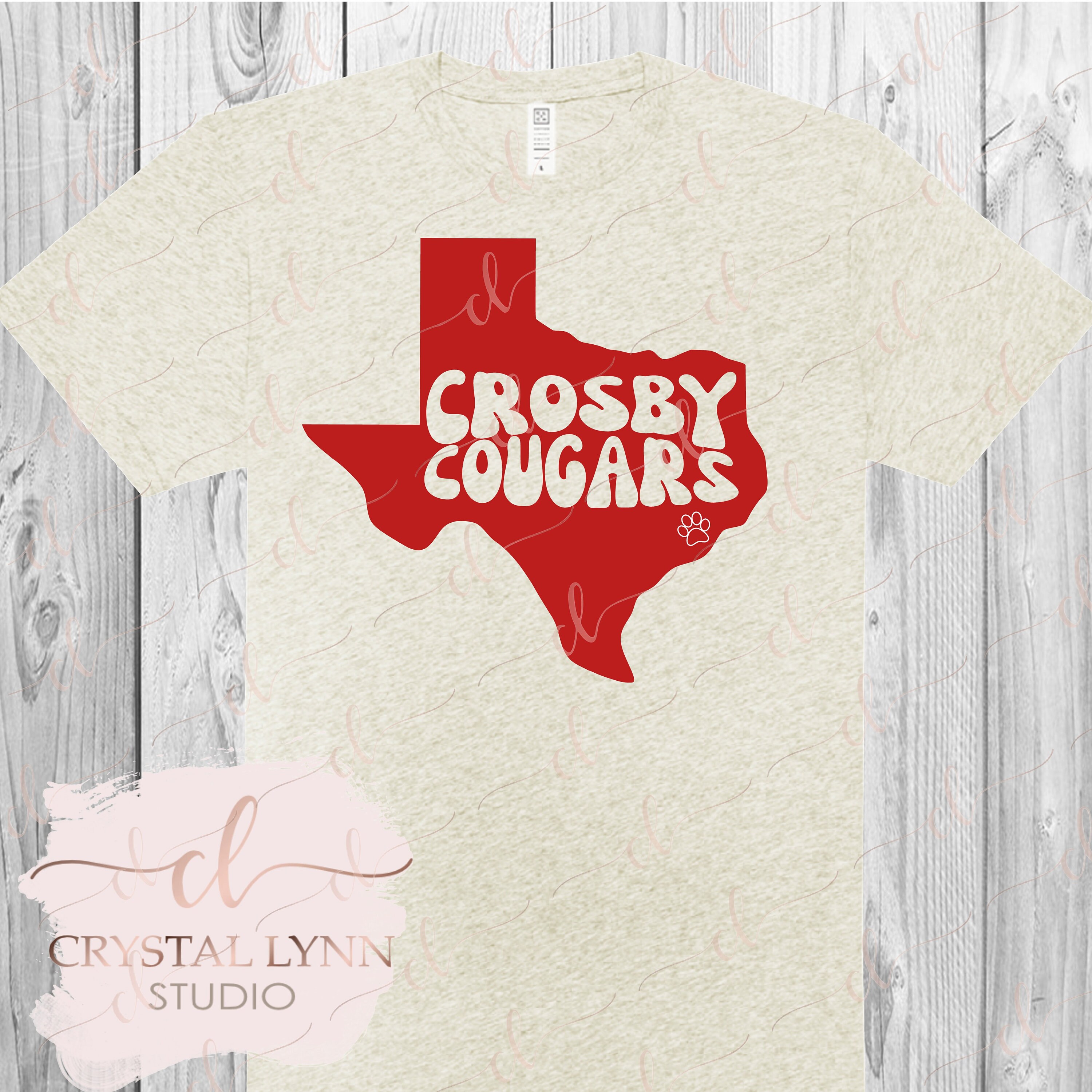 Crosby Cougars Retro Red Texas Cutout - School Spirt- Instant Download ...