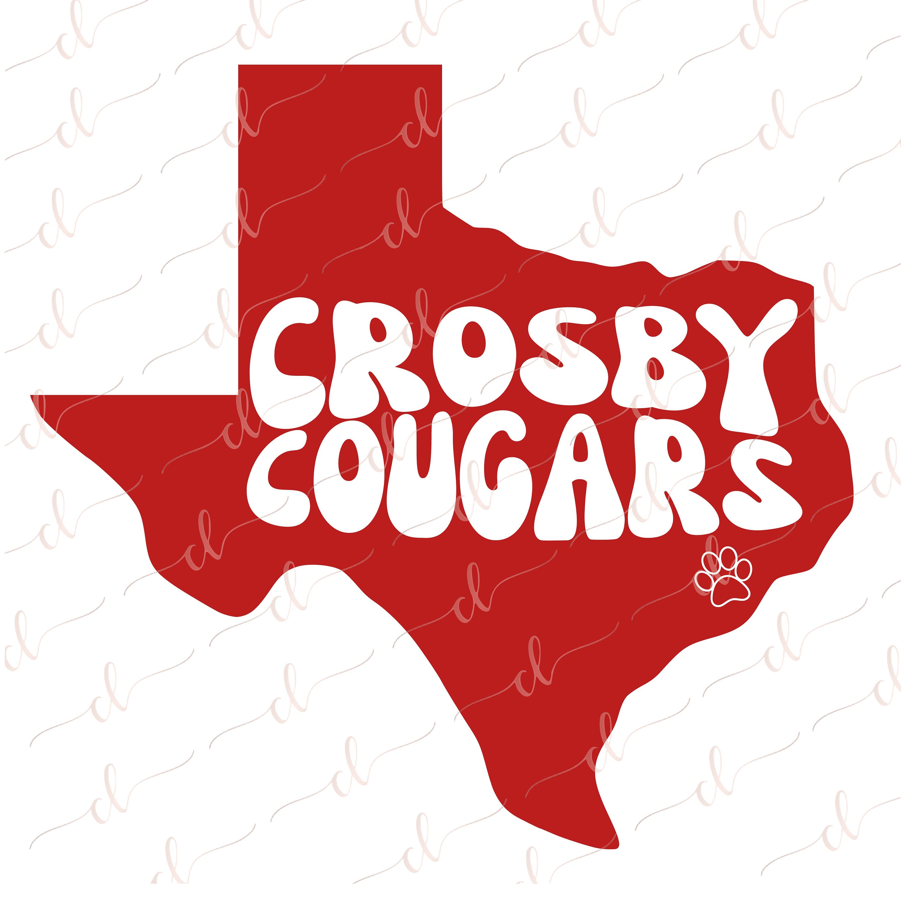 Crosby Cougars Retro Red Texas Cutout - School Spirt- Instant Download ...