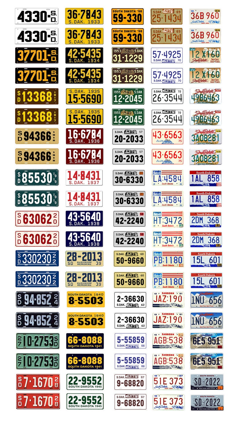 Scale Model Car Assorted USA License Plates South Dakota State Tags 1/ ...