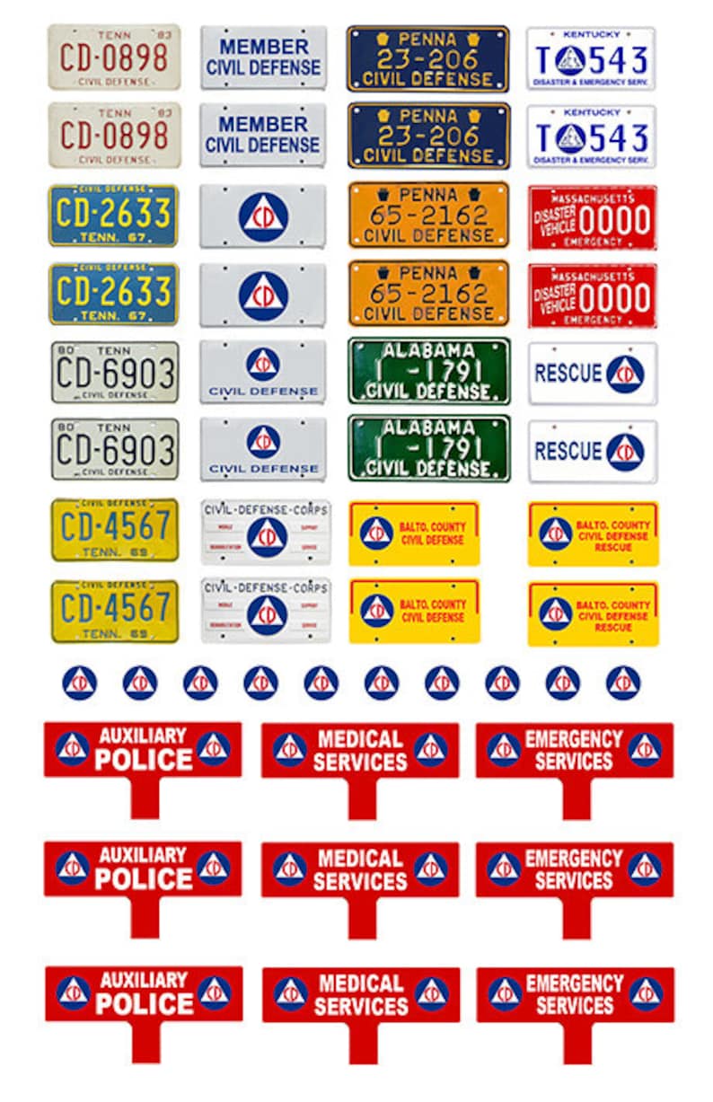 Scale Model Car Civil Defense Emergency Vehicle License Tag Plates - Etsy