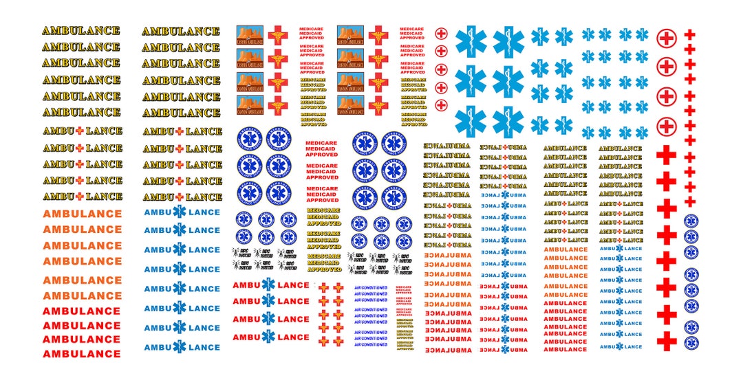 1:64 Scale Model Ambulance Waterslide Decals - Etsy