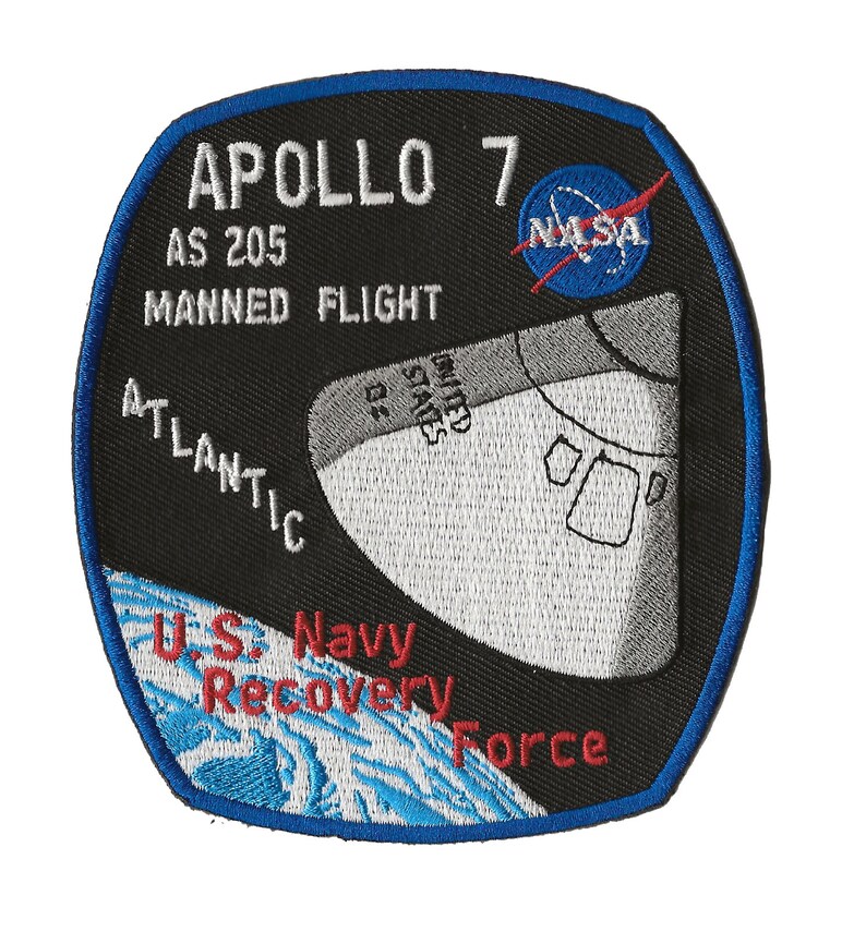 NASA Apollo 7 Space Program US Navy Ship Atlantic Recovery Force Patch ...