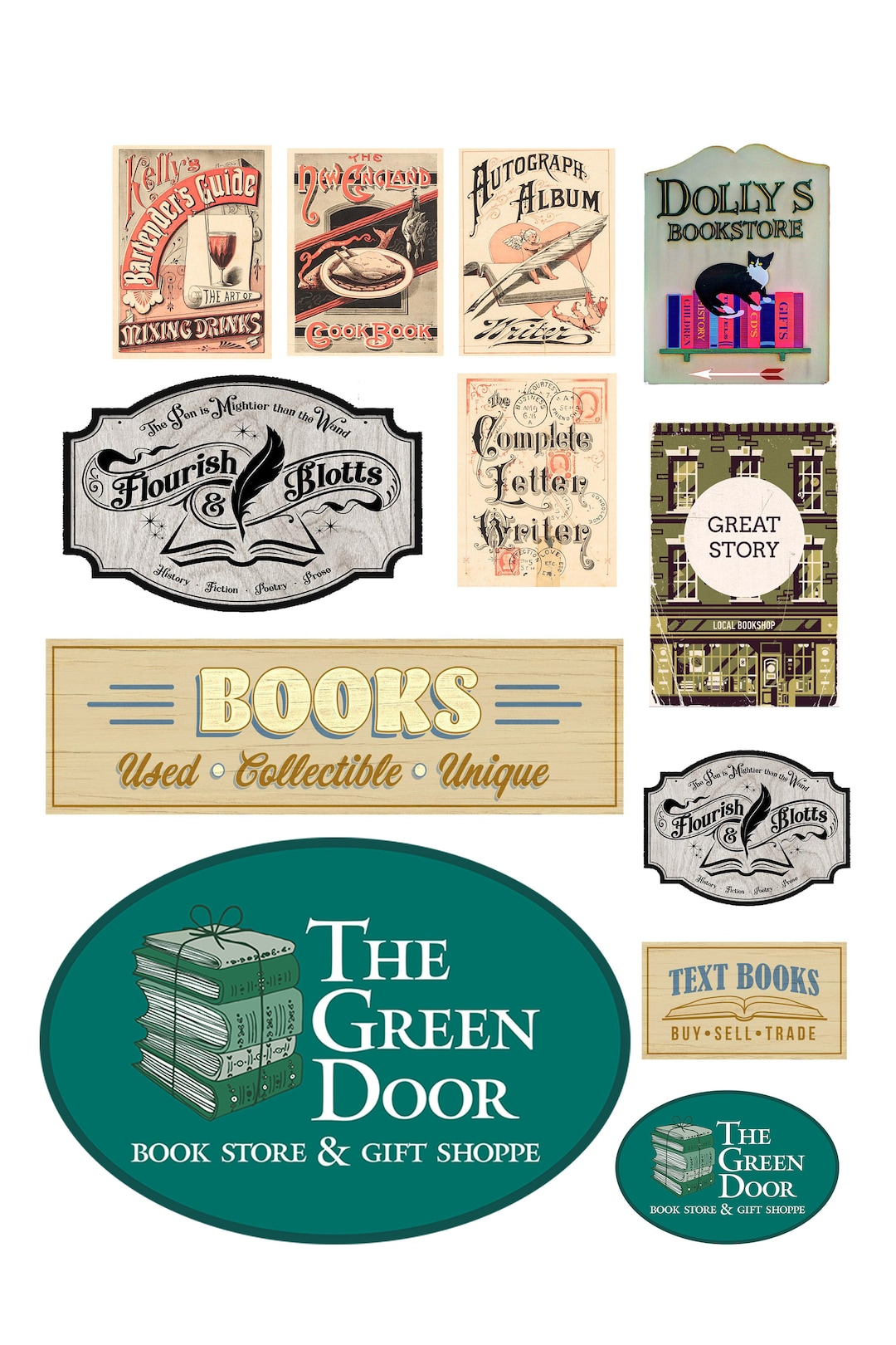 Miniature Scale Model Book Store Shop Signs - Etsy