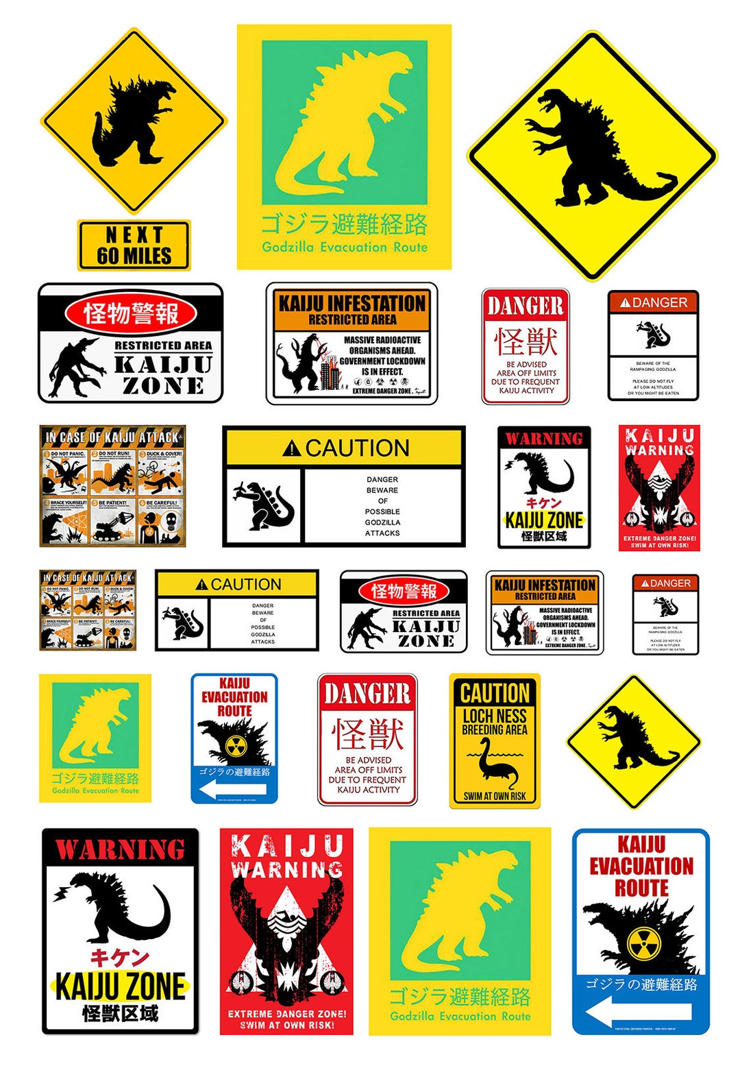Miniature Scale Model Kaiju Monster Warning Evacuation Signs - Etsy