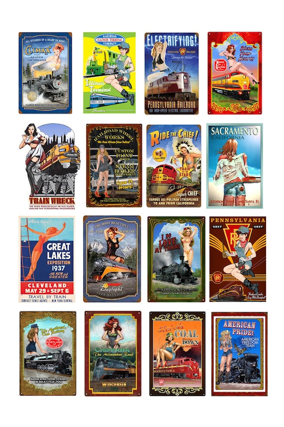 Miniature Scale Model Vintage Train Railroad Pin up Girl Signs | Etsy