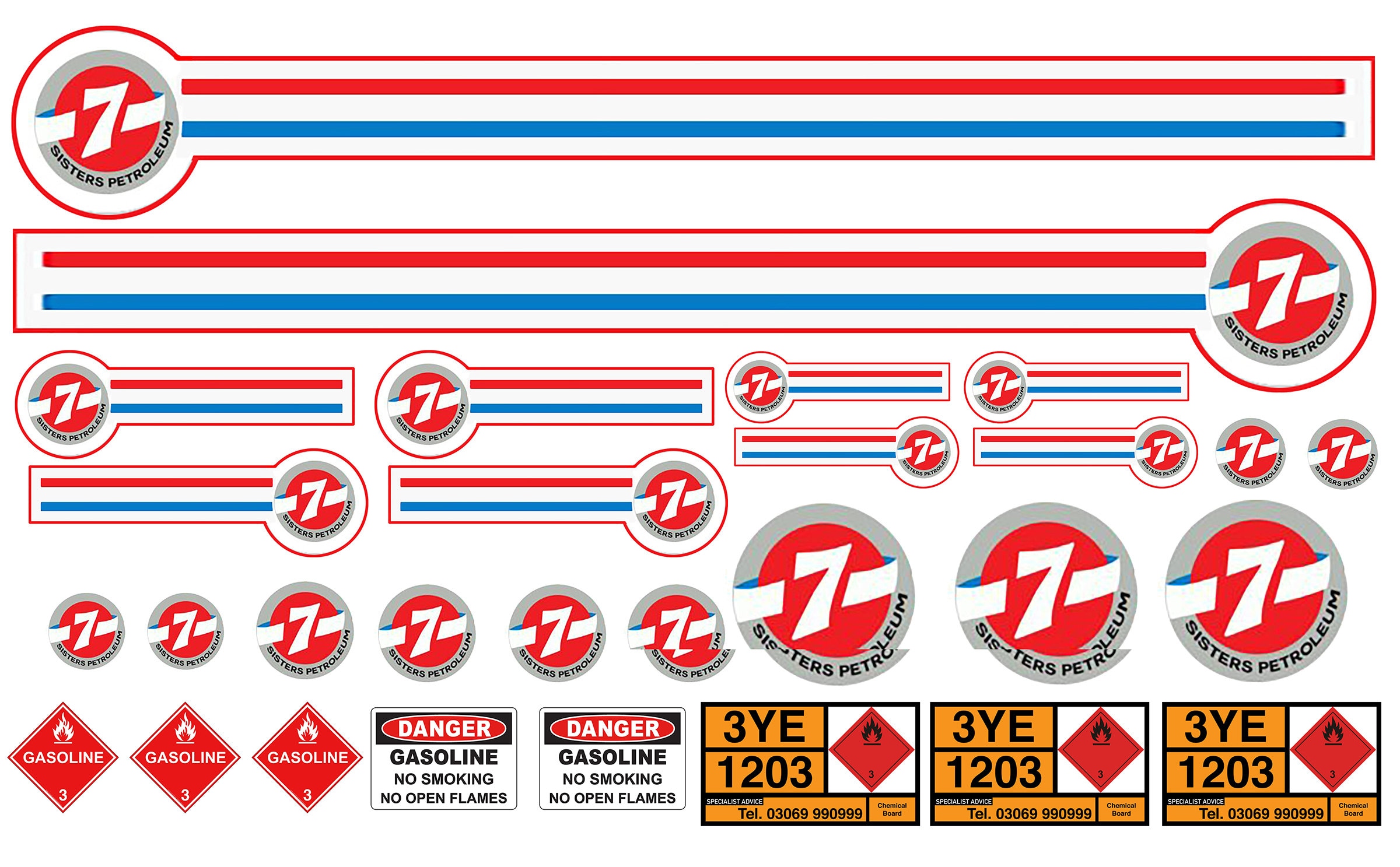 1:25 scale model Mad Max 7 Sisters Petroleum gasoline tank truck decals