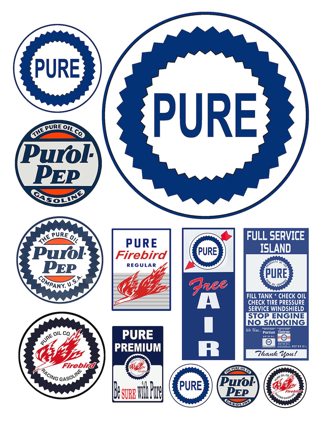 Miniature Scale Model Pure Gasoline Station Gas Signs - Etsy