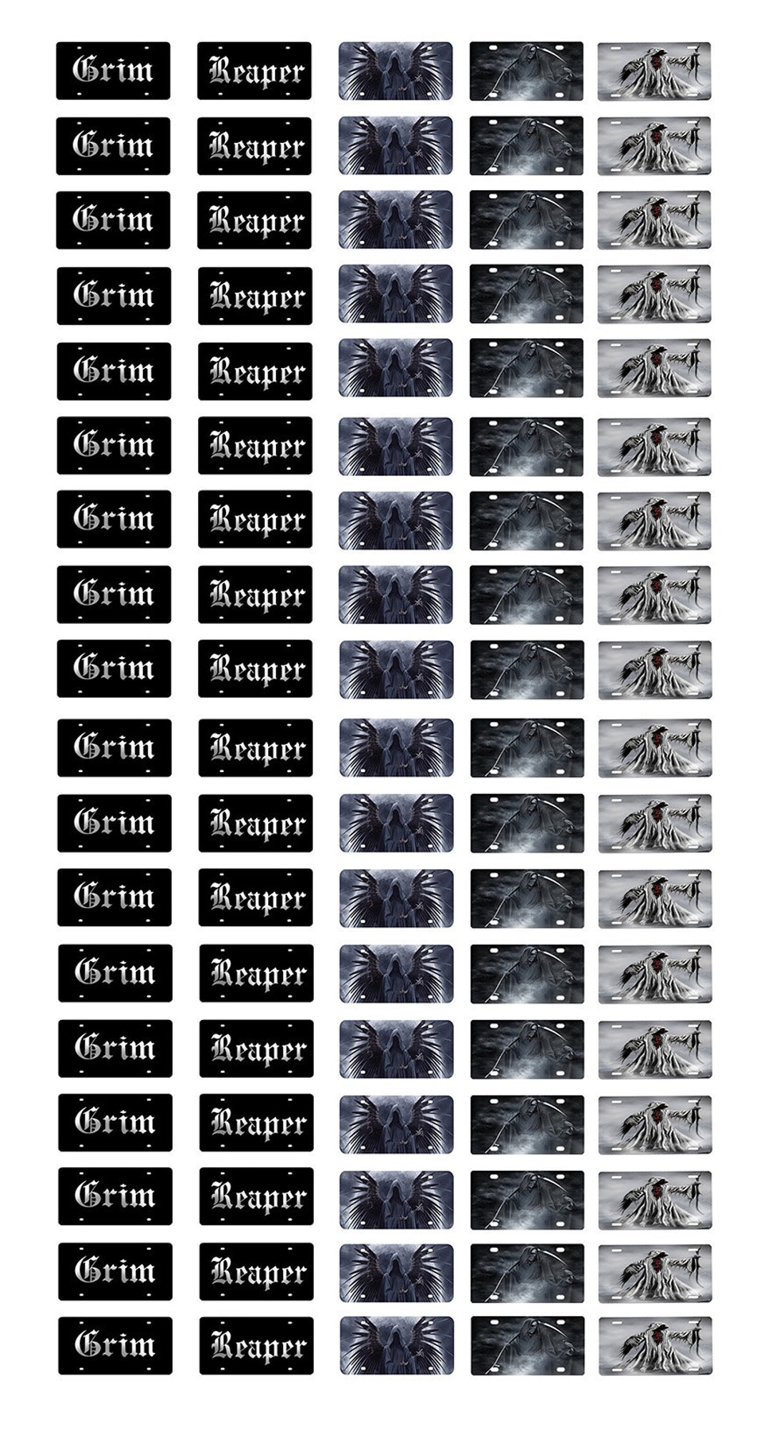 Scale Model Car Assorted Grim Reaper Death License Plates Tags 1/18 1/ ...