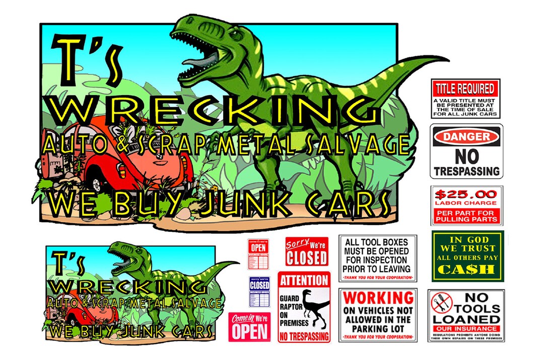 Miniature Scale Model Mr. T's Junk Yard Signs Poster Salvage Yard - Etsy