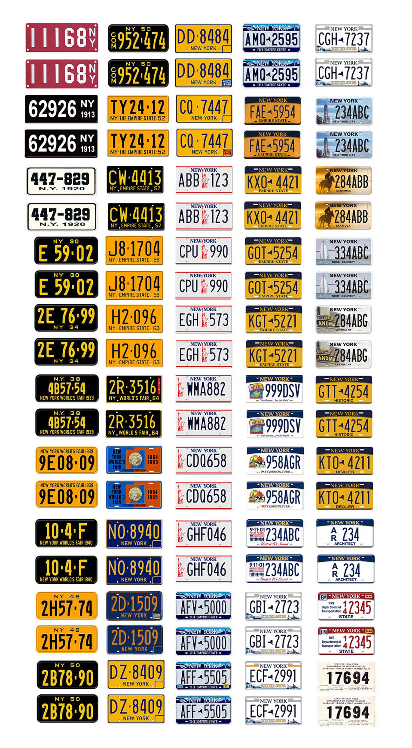 Scale Model Car Assorted USA License Plates New York State Tags 1/18 1/ ...