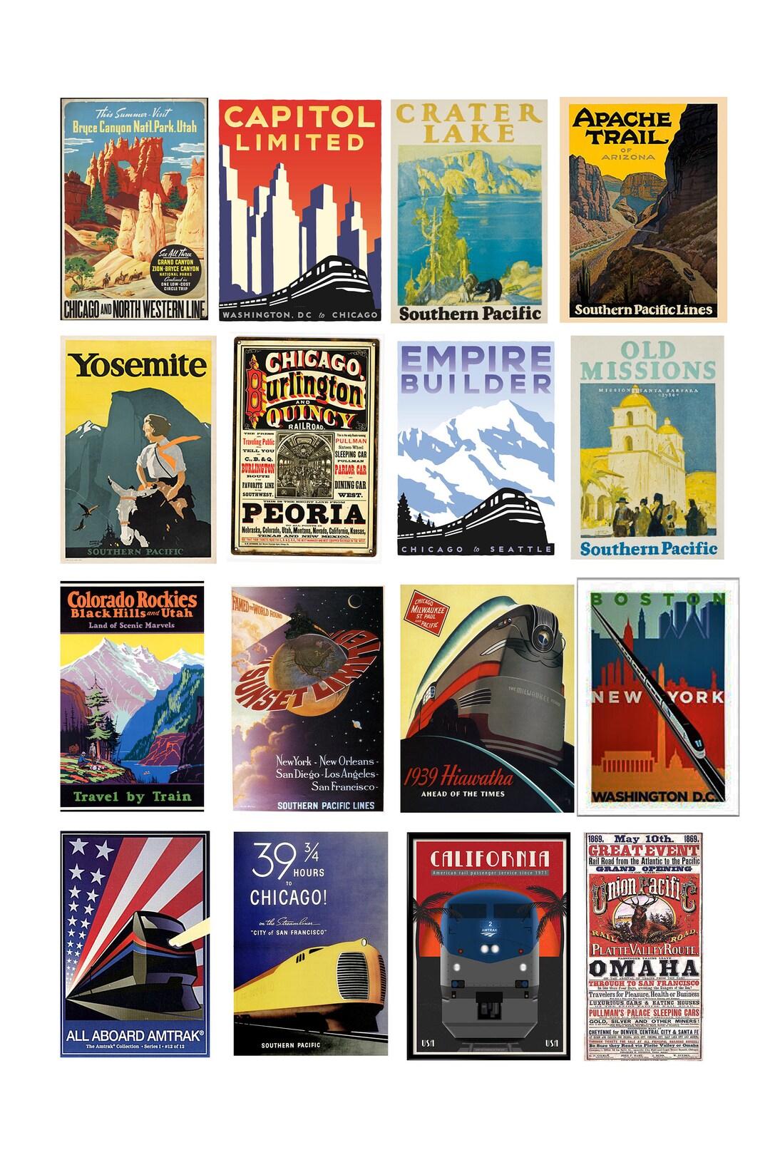 Miniature Scale Model Vintage Train Railroad Signs Posters Set 3 - Etsy