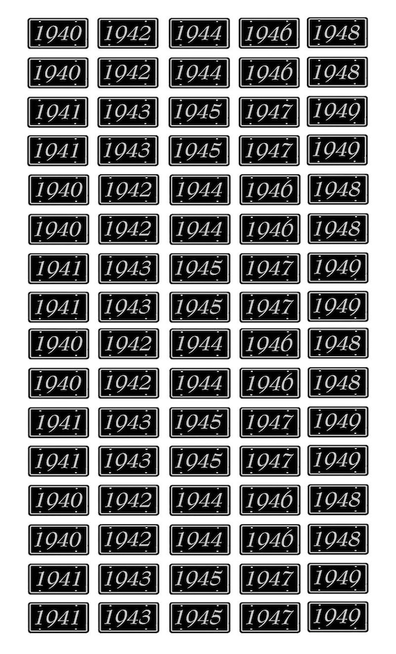 1/25 Scale Model Car Showroom Year License Tag Plates 1940 | Etsy