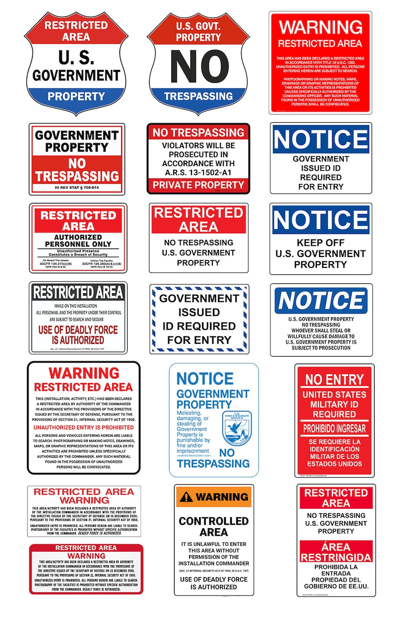 Miniature Scale Model US Government Military Restricted Access Warning ...