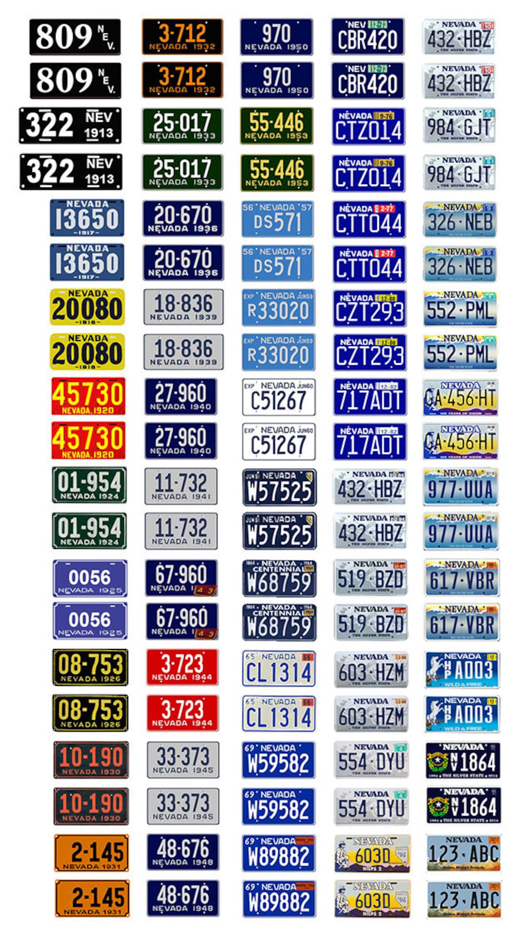 Scale Model Car Assorted USA License Plates Nevada State Tags 1/18 1/25 ...