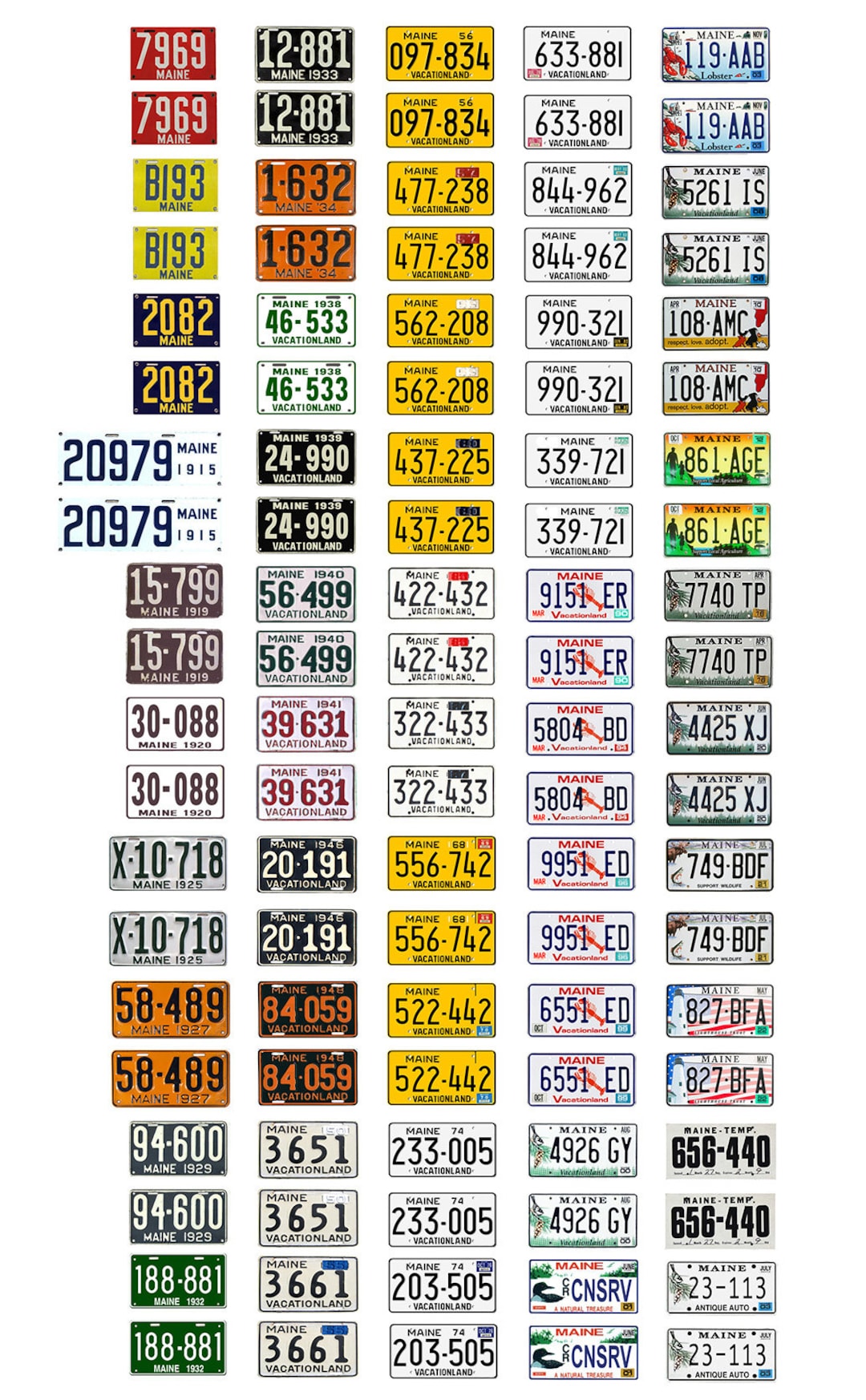 Scale Model Car Assorted USA License Plates Maine State Tags 1/18 1/25 ...