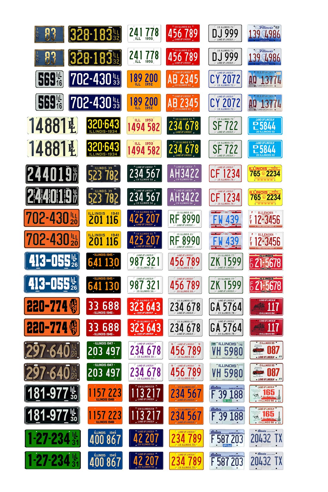 Scale Model Car Assorted USA License Plates Illinois State Tags 1/18 1/ ...