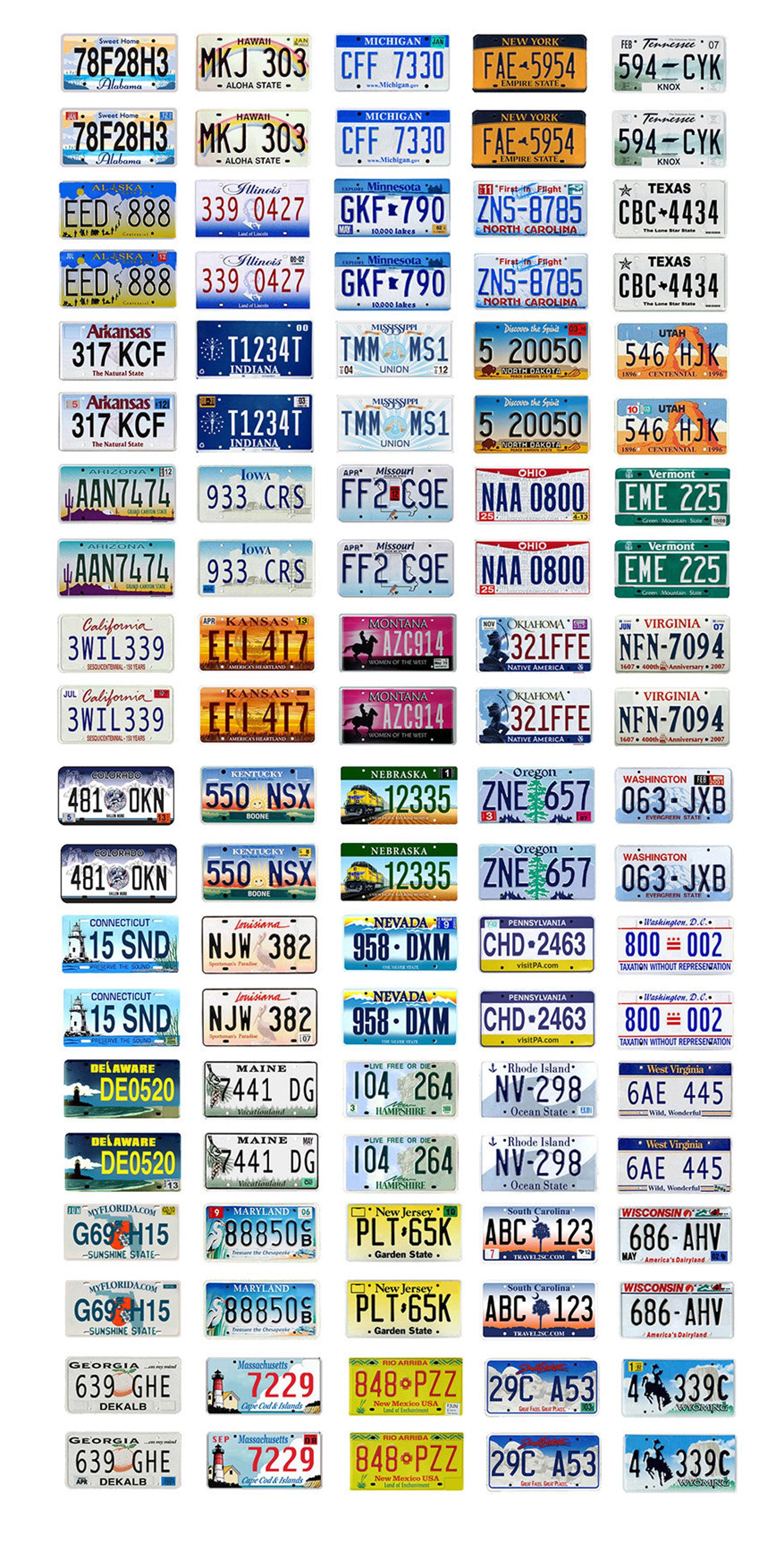 Scale Model Car Assorted USA License Plates State Tags 2000 2000s - Etsy