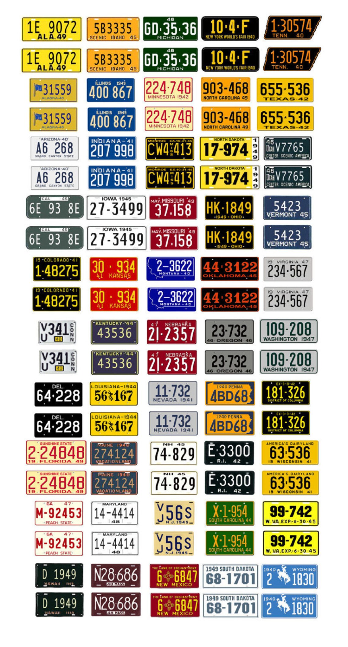 Scale Model Car Assorted USA License Plates State Tags 1930s | Etsy