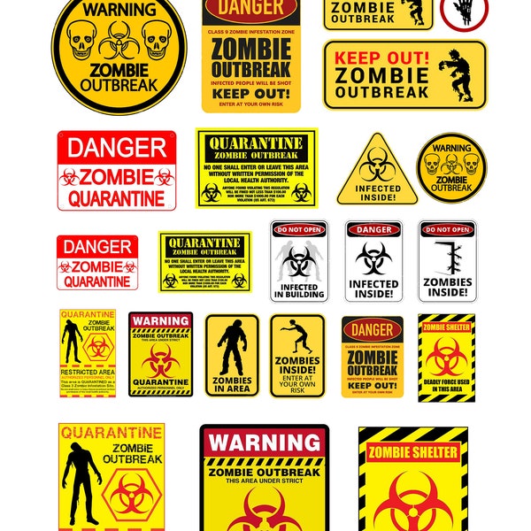 Zombie Warning - Etsy