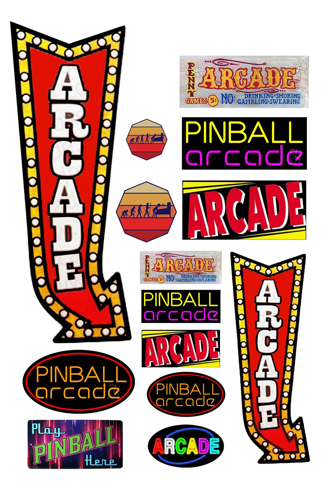 Miniature Scale Model Pinball Video Game Arcade Signs - Etsy