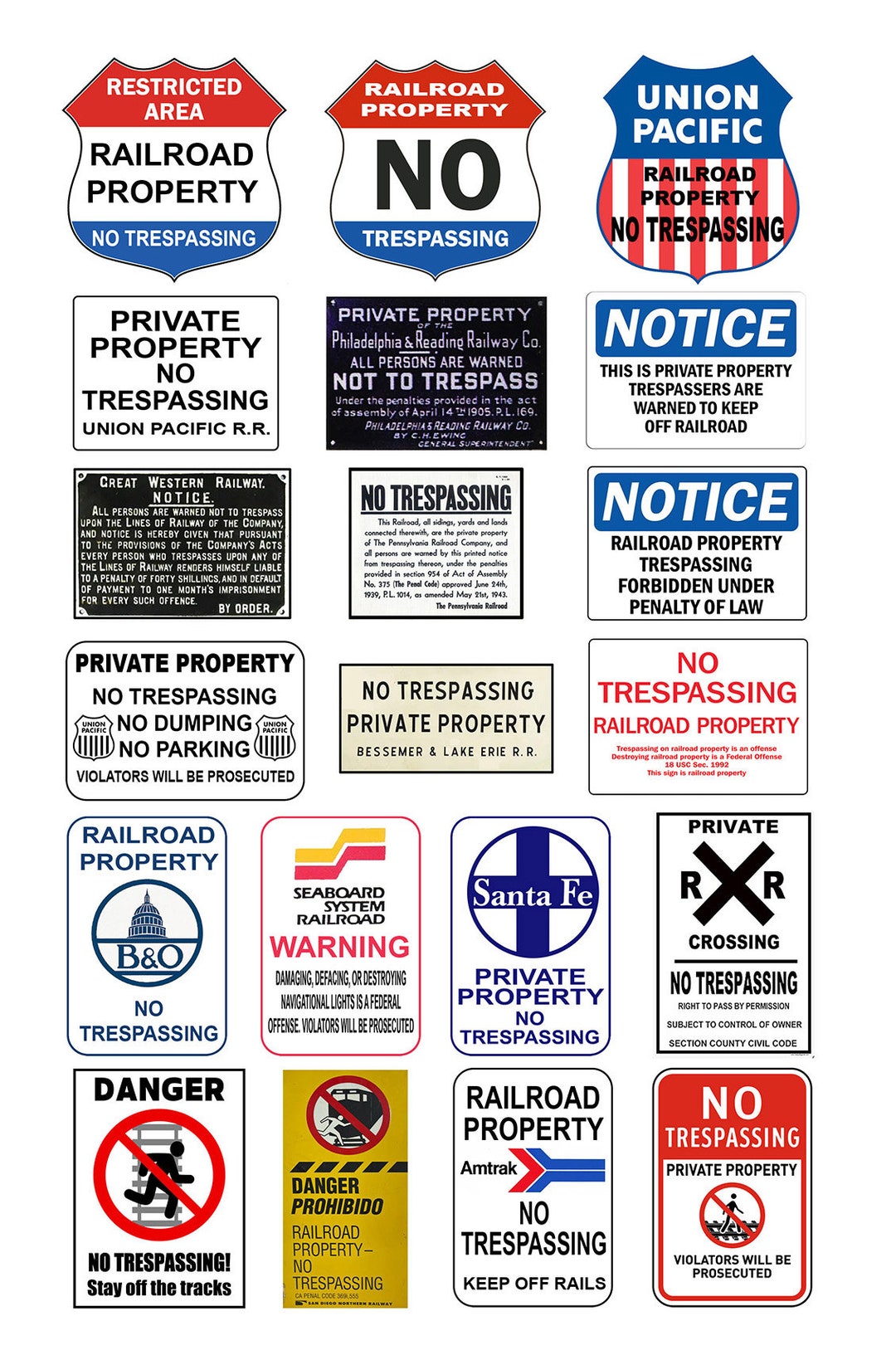 Miniature Scale Model Railroad Property No Trespassing Warning Signs - Etsy