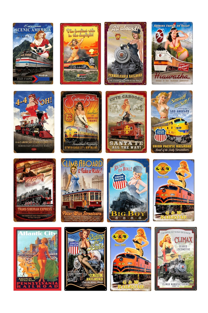 Miniature Scale Model Vintage Train Railroad Pin up Girl Signs - Etsy