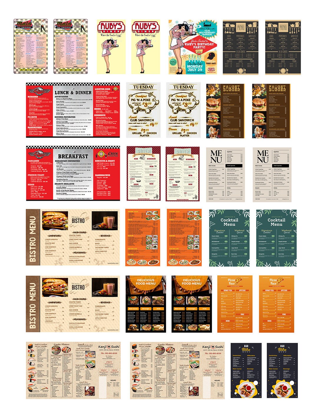 Miniature 1:25 G Scale Model Restaurant Diner Cafe Menus - Etsy