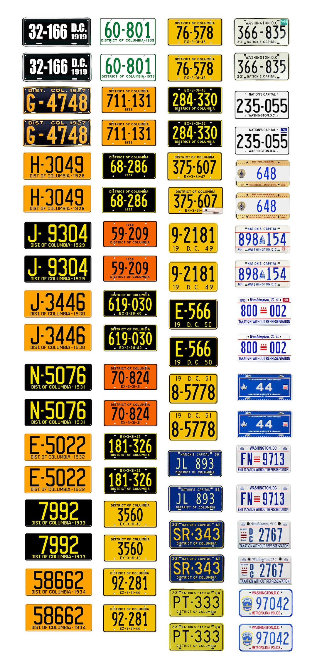Scale Model Car Assorted USA License Plates District of Columbia ...