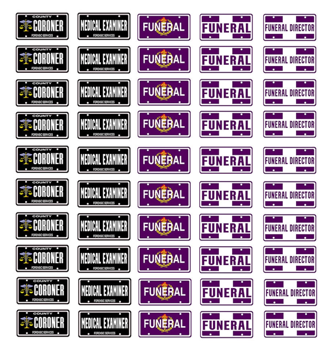 Scale Model Coroner Medical Examiner Funeral Director Car License Tag ...