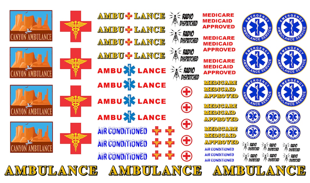 1:25 Scale Model Ambulance Signs Markings Waterslide Decals - Etsy