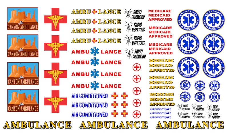 1:25 Scale Model Ambulance Signs Markings Waterslide Decals - Etsy