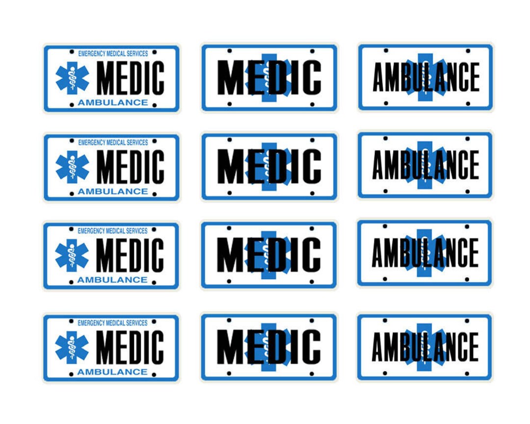 Scale Model Ambulance Medic EMT EMS License Tag Plates - Etsy