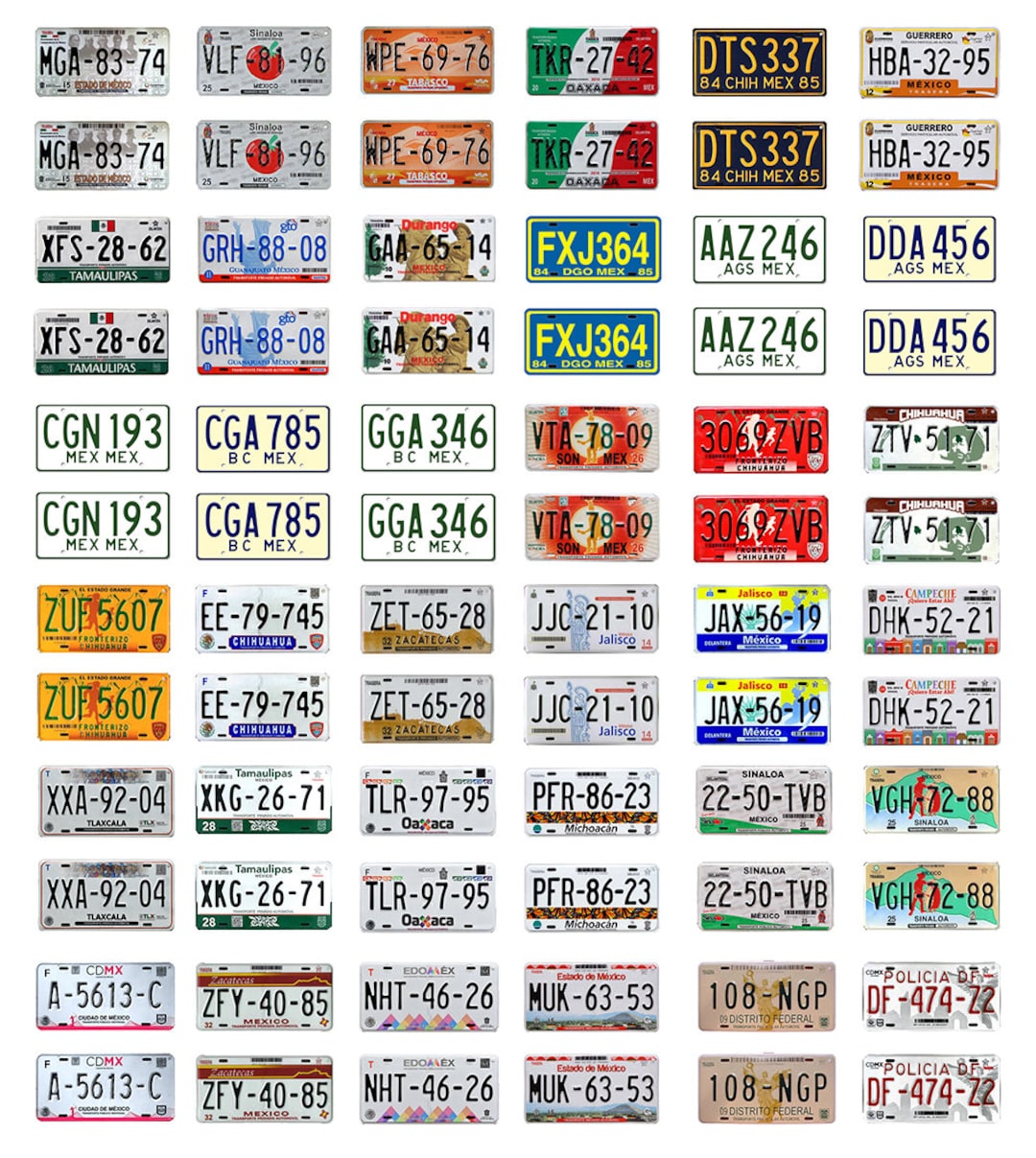 Scale Model Car Assorted Mexico License Plates Mexican Tags 1/18 1/25 1 ...