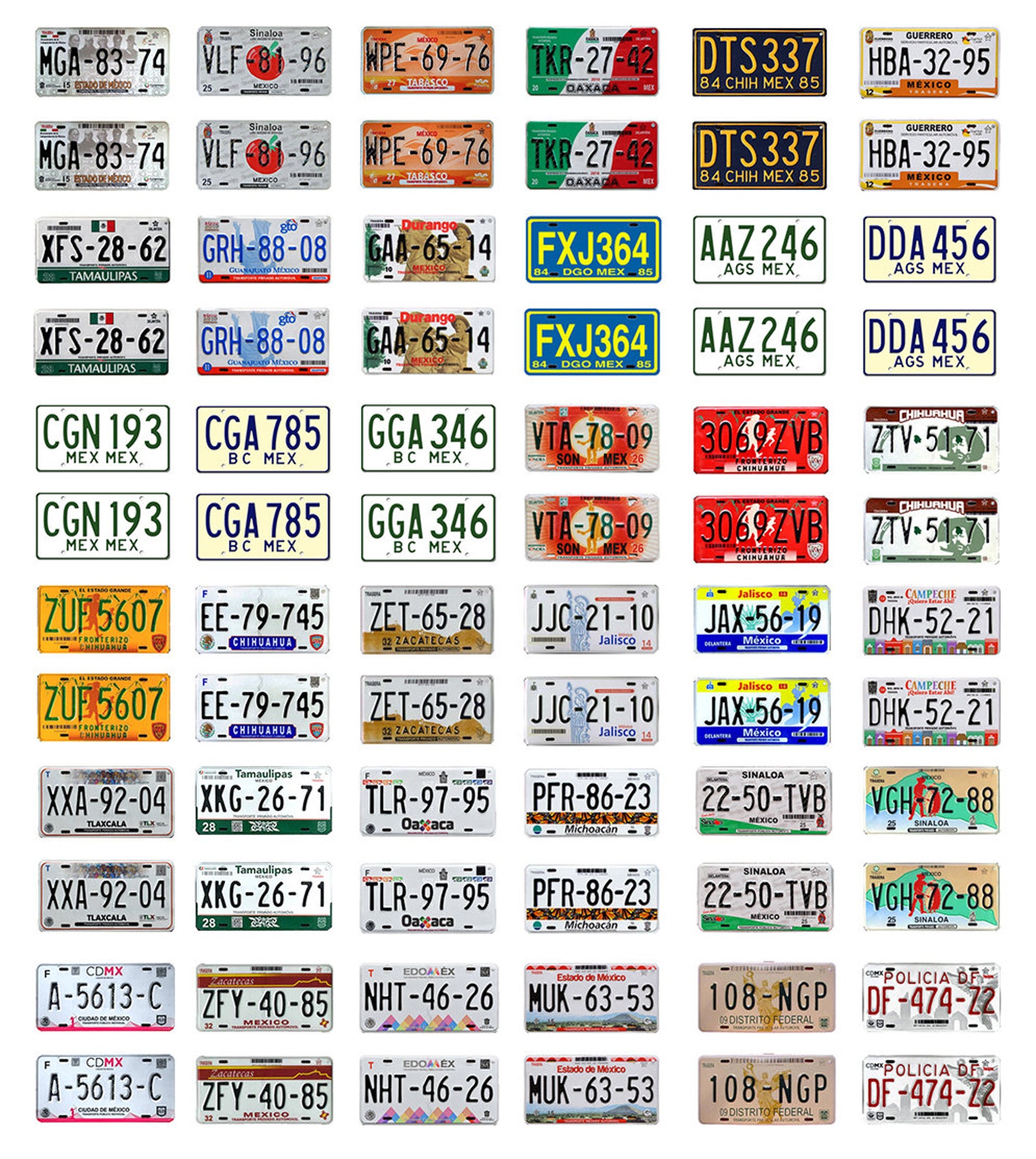 Scale Model Car Assorted Mexico License Plates Mexican Tags 1/18 1/25 1 ...