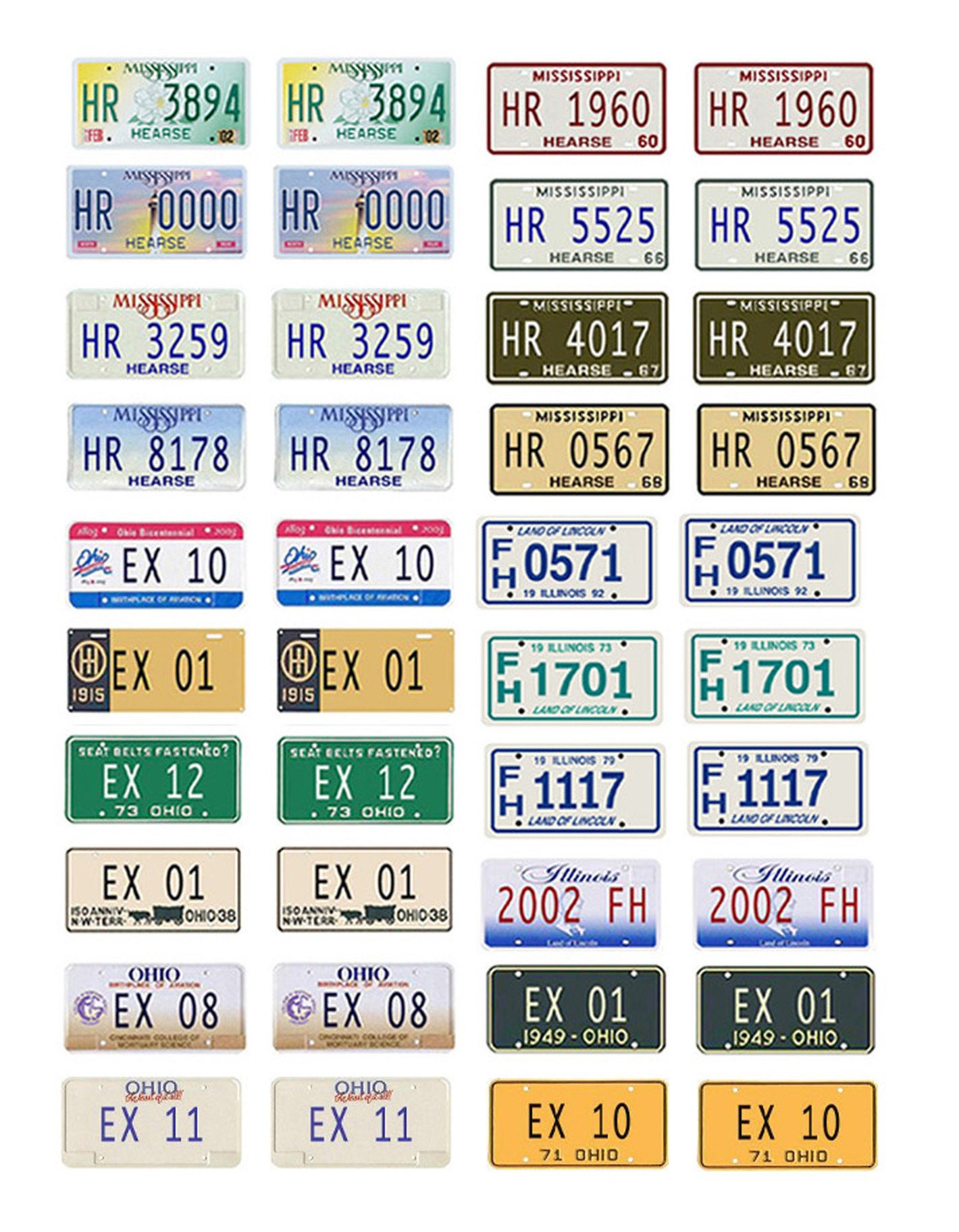 Scale Model Car Hearse Funeral Home State License Tag Plates | Etsy