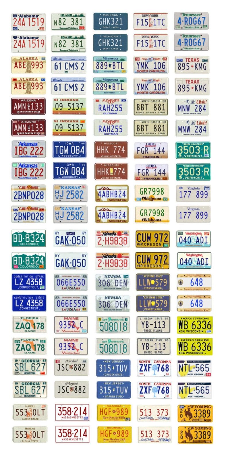 Scale Model Car Assorted USA License Plates State Tags 1980s - Etsy