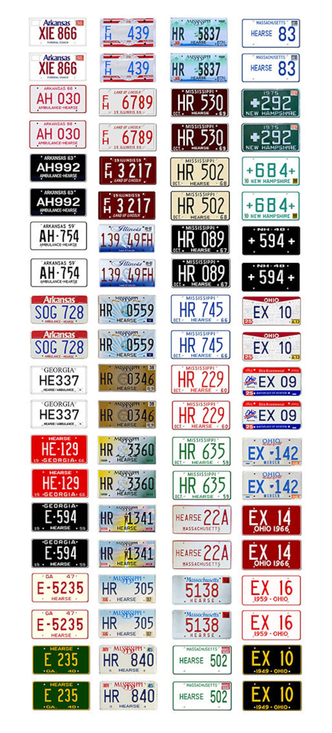 Scale Model Car Hearse Funeral Home State License Tag Plates - Etsy
