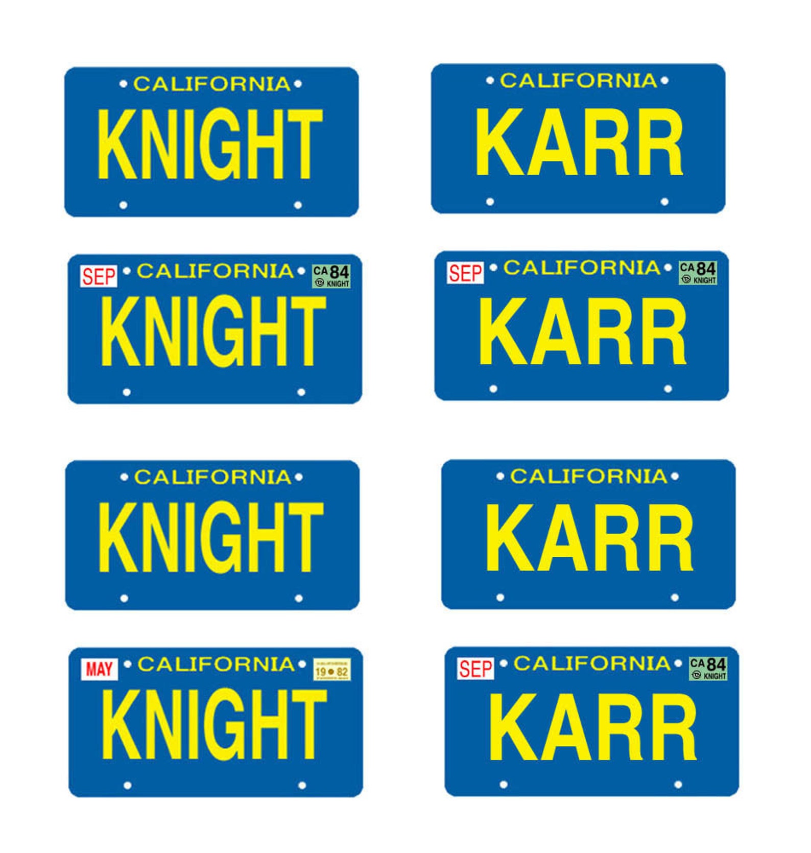 Scale Model Knight Rider KITT Car License Tag Plates - Etsy Canada