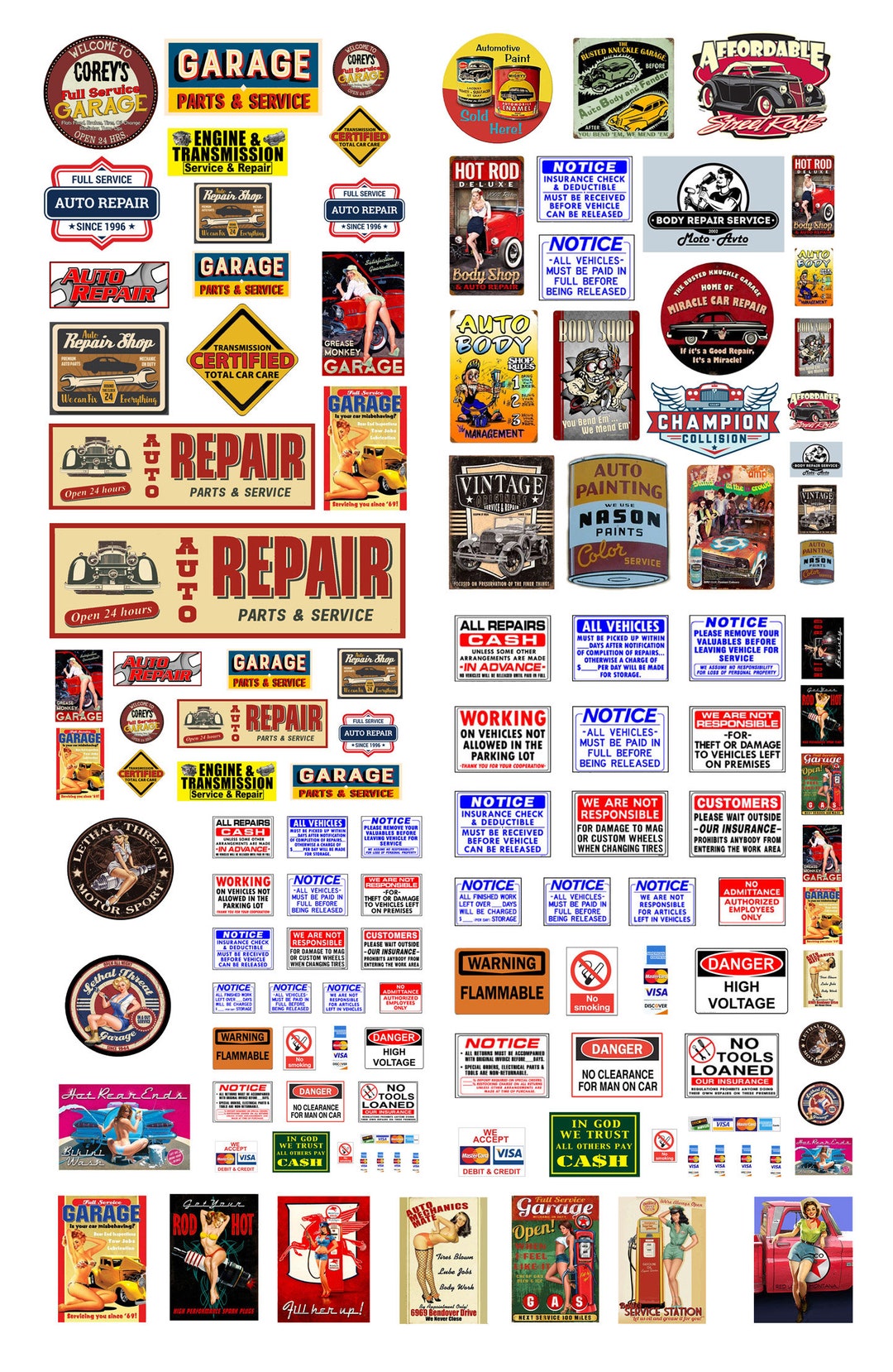 Miniature 1:148 N Scale Automobile Repair Shop Car Garage Signs - Etsy