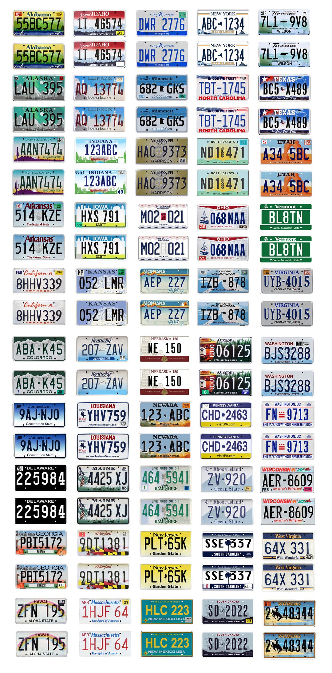 Scale Model Car Assorted USA License Plates State Tags 2020 2020s - Etsy